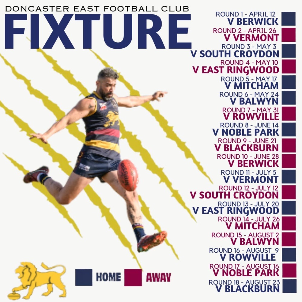 2025 Eastern Football Netball League Fixture - Doncaster East Football Club